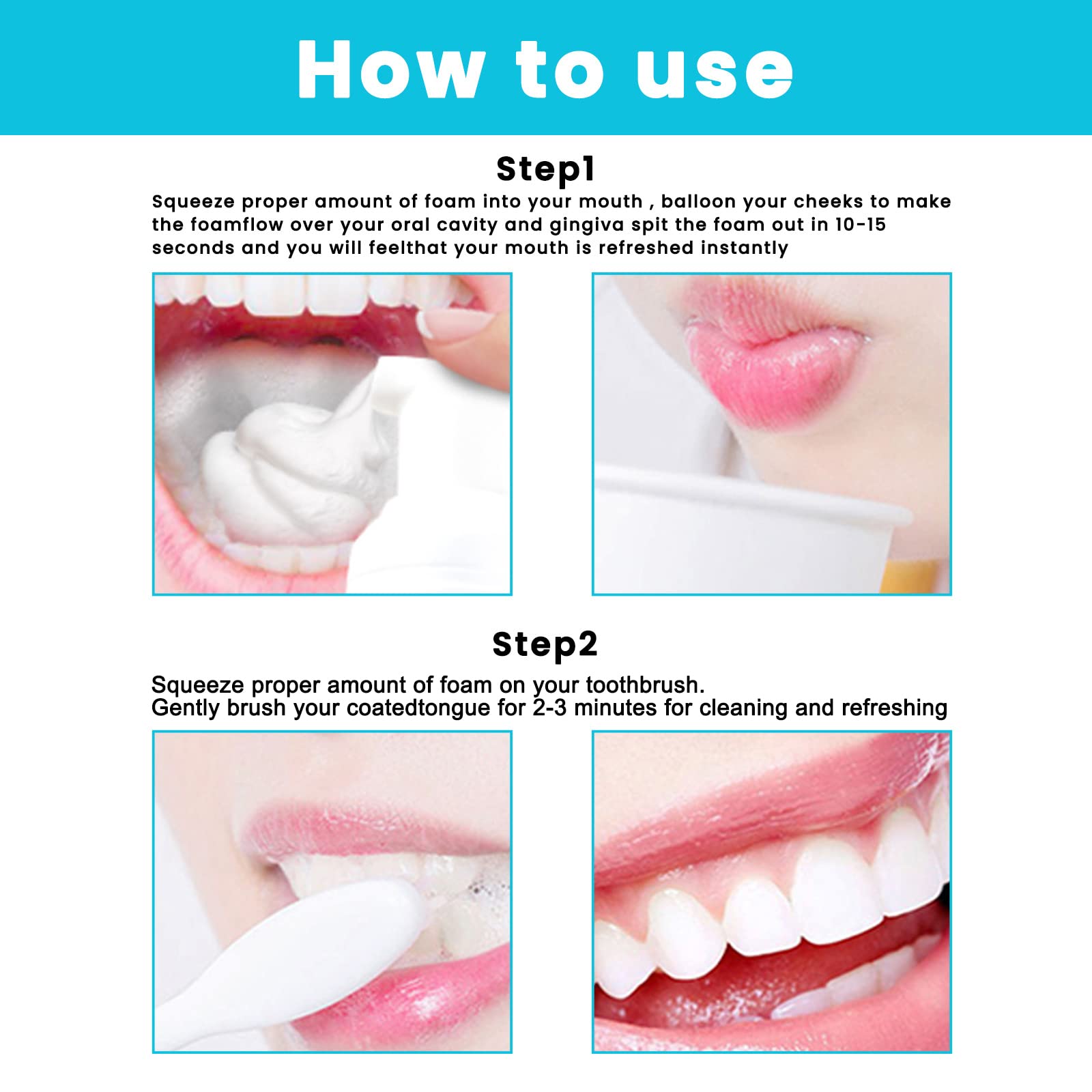 Foam Toothpaste,Whitening Toothpaste,Ultra-fine Mousse Foam Deeply Cleaning Gums,for Deep Cleaning of Gums, Stain Removal & Fresh Breath - Travel Friendly(2 x 50ml)
