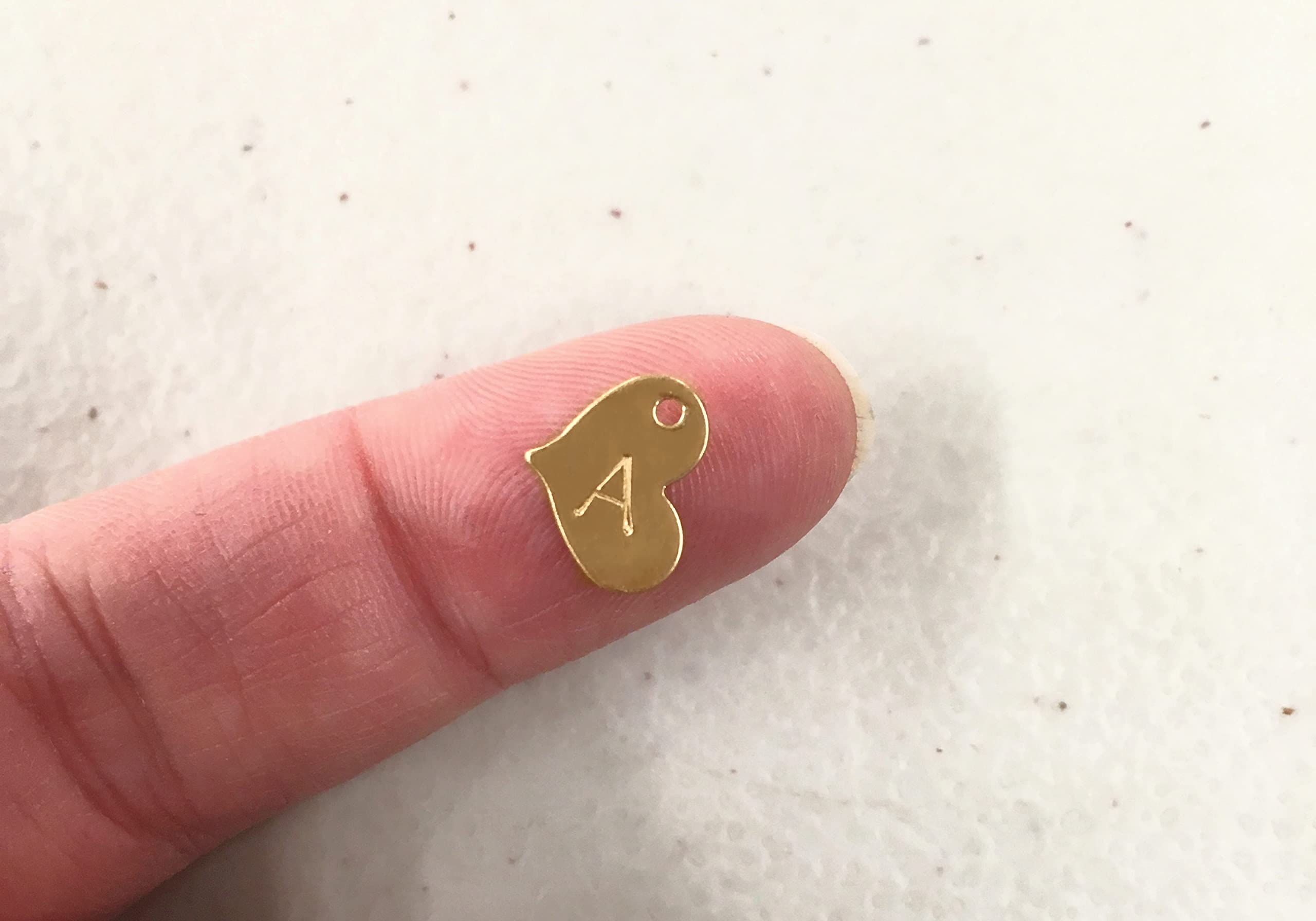 EFYTAL Extra Initial, Tiny 8x10mm Sterling Silver or Gold Filled Heart Shaped Charm, Add Custom Initial to Any Necklace, Dainty Add-On Charms, No Chain Included
