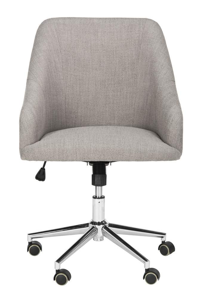 Safavieh Home Adrienne Grey Linen and Chrome Leg Tufted Swivel Office Chair