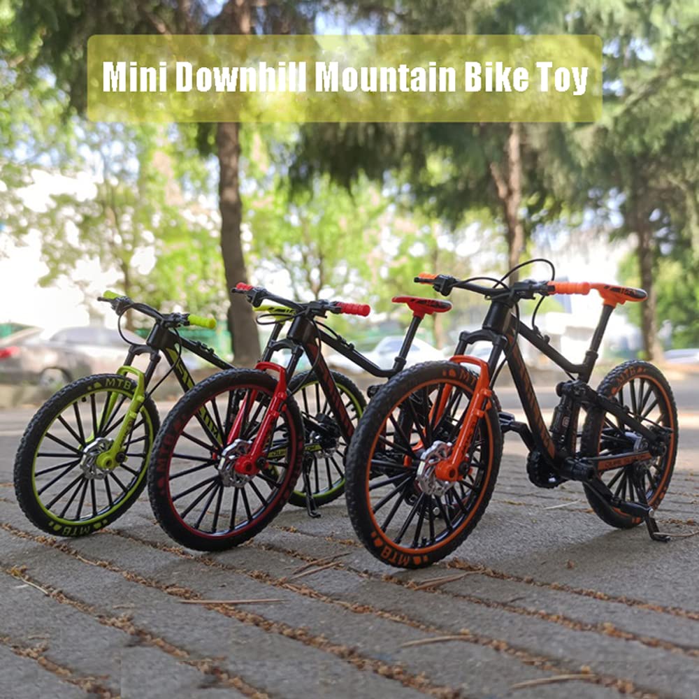 YEIBOBO ! Alloy Mini Downhill Mountain Bike Toy, Die-cast BMX Finger Bike Model for Collections (Black/Red)