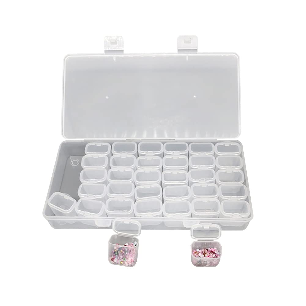GSHLLO 35 Grids Clear Plastic Bead Storage Boxes Diamond Painting Drill Containers Embroidery Bead Storage Case Stackable Jewelry Tackle Box Organizer