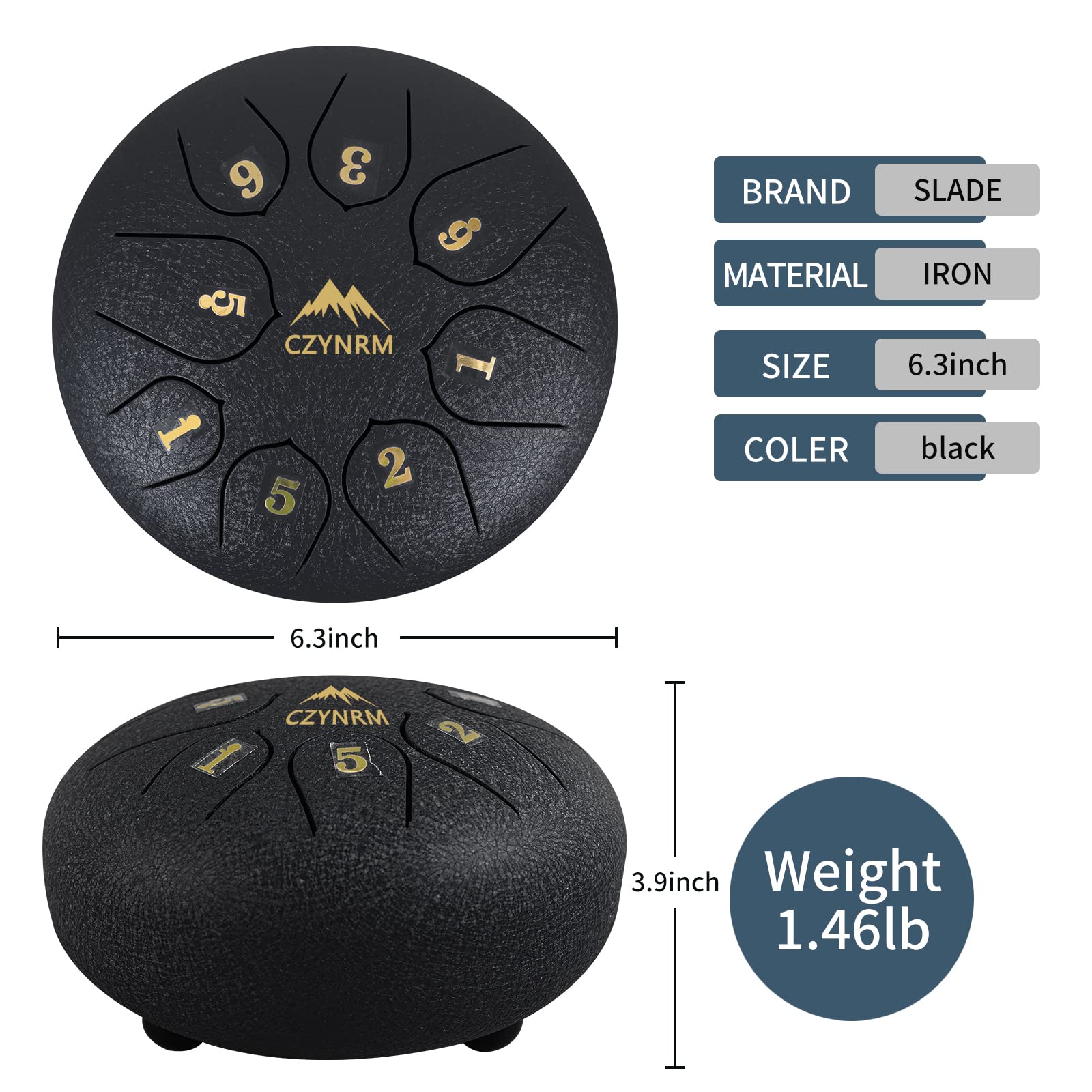 CZYNRM Steel Tongue Drum 8 Notes 6 inches,Musical Mind Healing Drum Percussion Instrument For Adults, with Mallets and Carry Bag, Great Gift for Beginner (6 inch 8 notes, Navy blue)