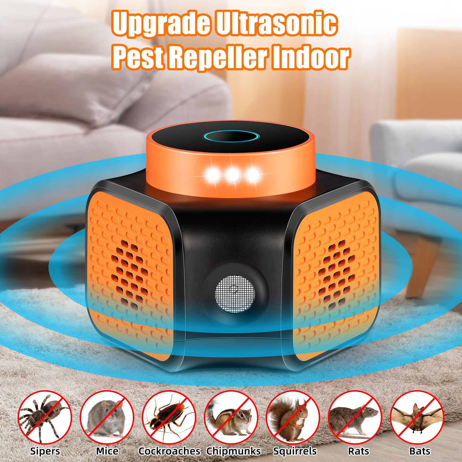 Jahy2Tech Mouse Repellent Ultrasonic Plug in Ultrasonic Pest Repeller 4-in-1 Mice Repellent Indoor Ultrasonic Mouse Repellent with Strobes Light Squirrel Repellent Indoor Attic Houses Garages Barns