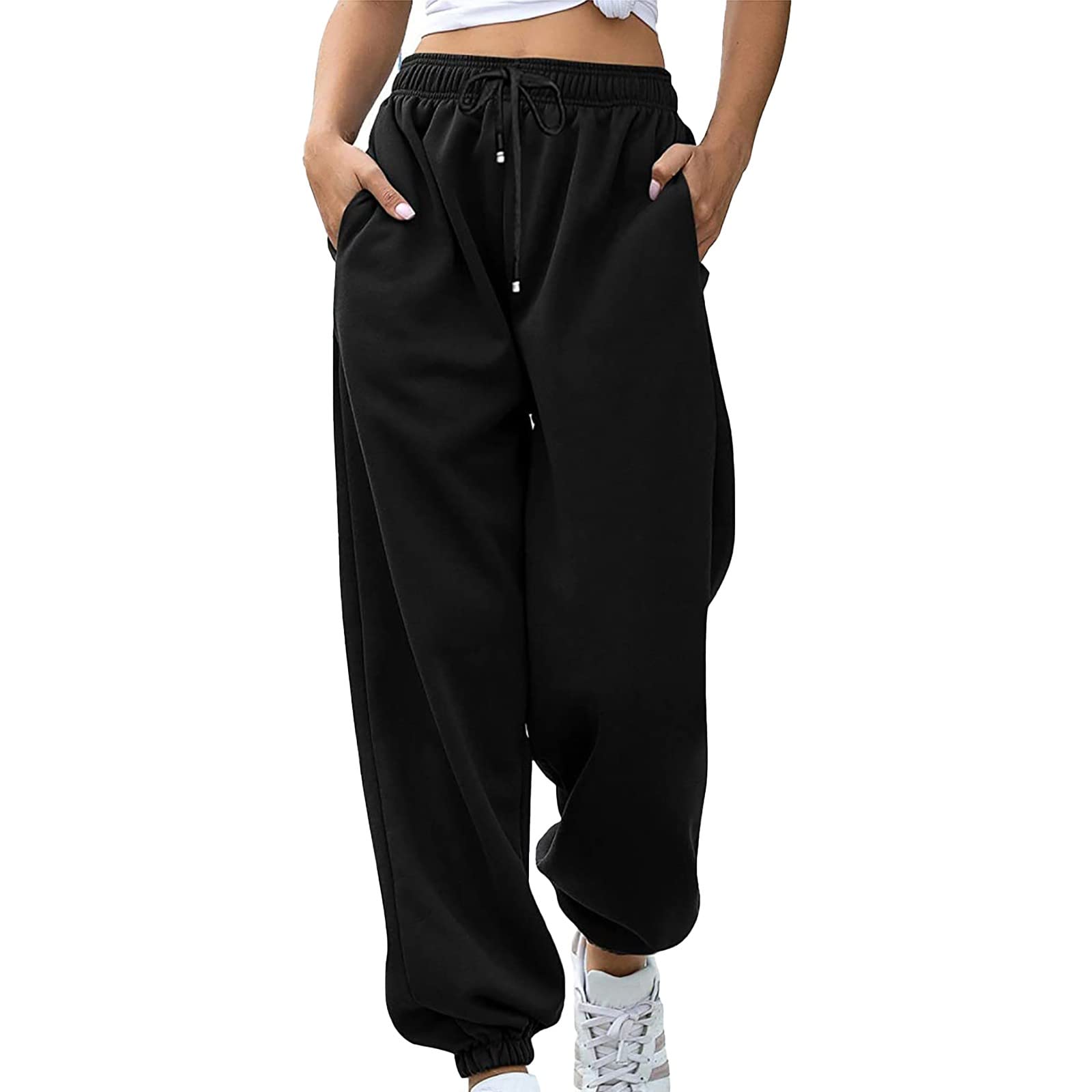 DUOWEI Womens Plus Size Pants Suits Women's Bottom Sweatpants Joggers Pants Workout High Waisted Yoga Pants with 20 Yoga Pants