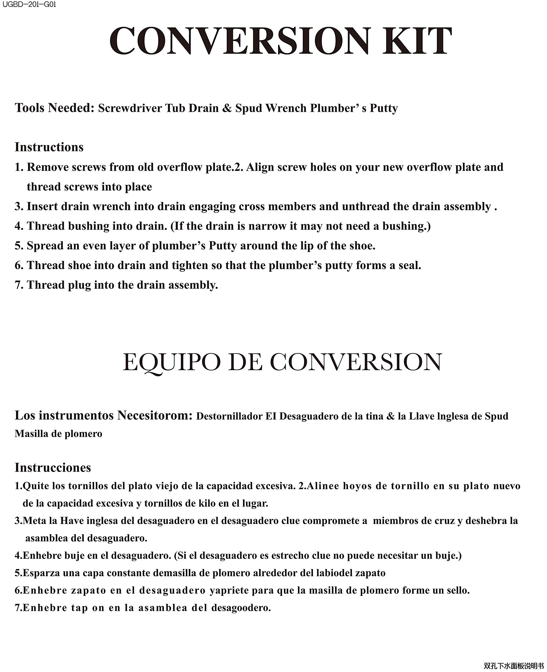 Matte Black Bathtub Drain Conversion Kit Assembly, Lift and Turn Tub Drain Kit, Brass Construction Easy Installation