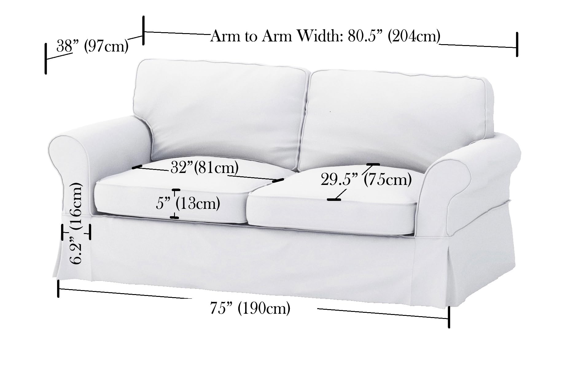 The Cotton Sofa Cover (Width: 81”~ 85”, Not 92” !) Fits Pottery Barn PB Comfort Roll ARM Sofa (Not Grand Sofa). A Durable Slipcover Replacement (Beige (Knife Edge))