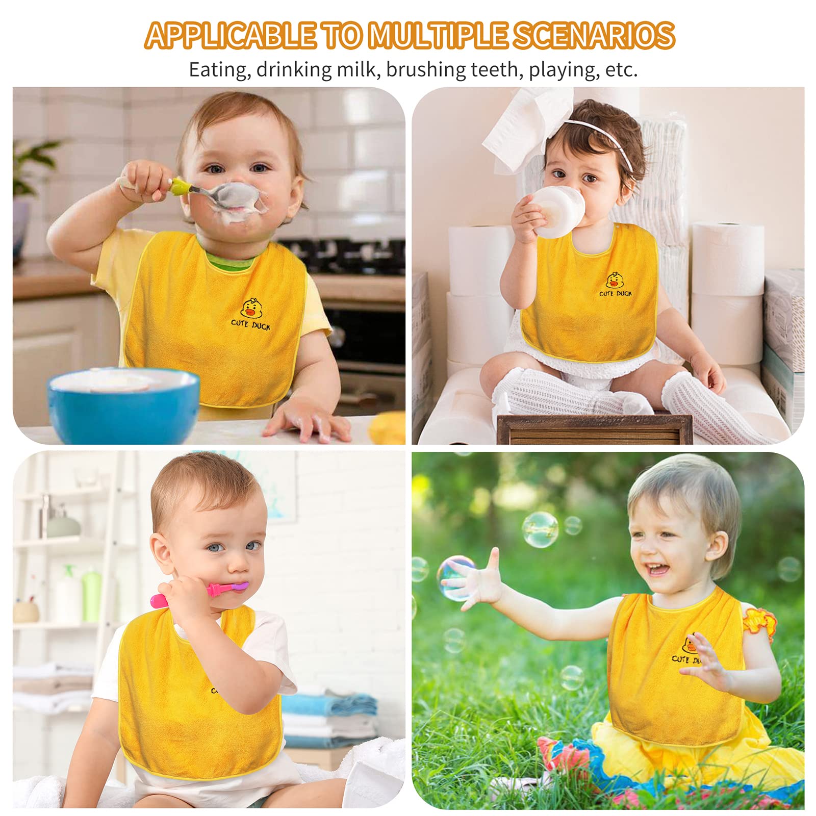 RAXIFU 3 Pack Bibs for Baby Girls or Boys, Toddler Bibs for Feeding Teething Drooling, The Size 16 "x20 Face Towel Multifunctional for 3-6 Years kids