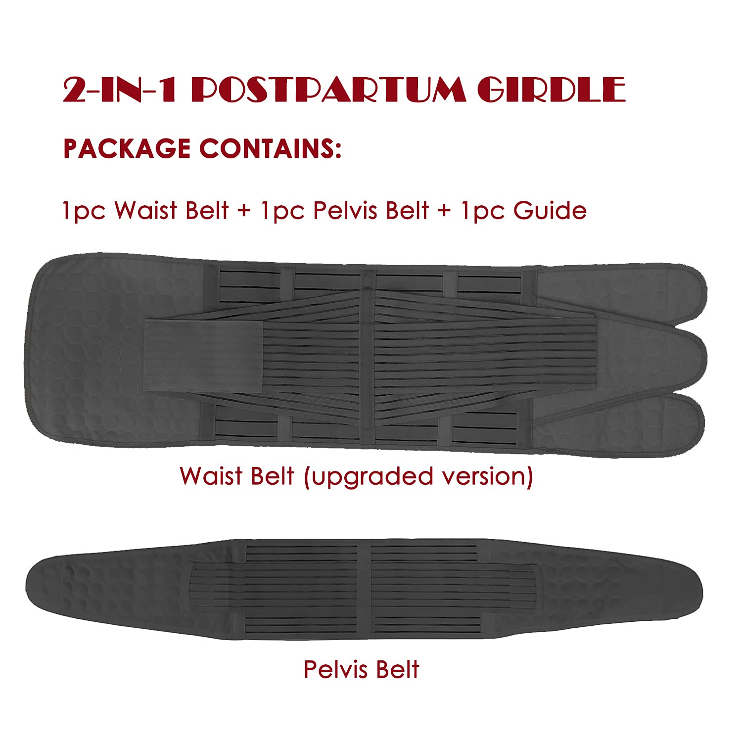ChongErfei 2 in 1 Postpartum Belly Band - Recovery Belly/Pelvis Belt Black Support Postpartum Belly Band,Black One Size