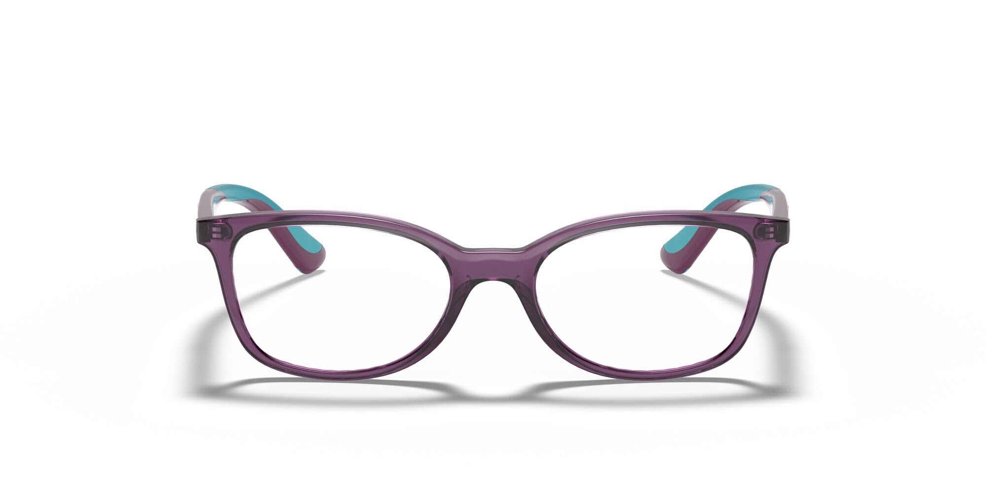 Ray-Ban Junior Kids' RY1586 Square Prescription Eyeglass Frames, Transparent Violet/Demo Lens, 49 mm