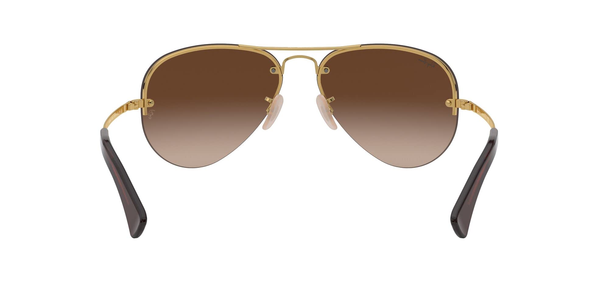 Ray-Ban RB3449 Aviator Sunglasses, Silver/Clear/Blue/Grey Gradient, 59 mm