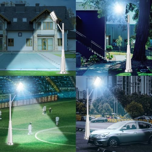 ilkqeppe Waterproof Solar Street Light, 3 Pcs Solar Energy 240 Degree Coverage Area Garden Lamp, 1152 Light Beads Outdoor Light, Large Capacity Battery Pavement Solar Street Light Black