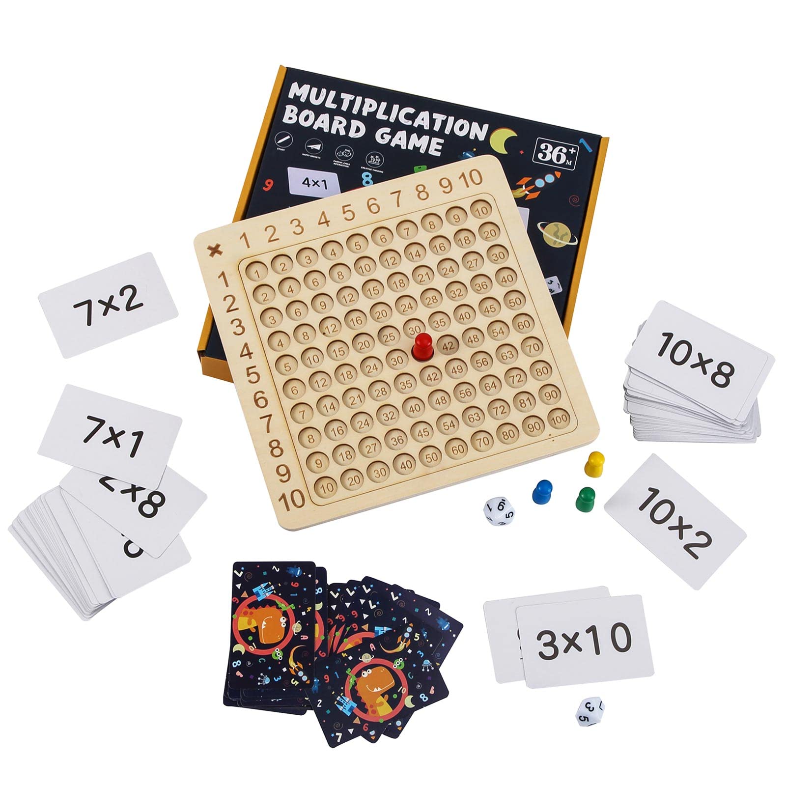 XJSGS Wooden Montessori Multiplication Board Game,Montessori Children Counting Toy,Math Blocks Board for Toddlers and Preschool Gifts for Kids