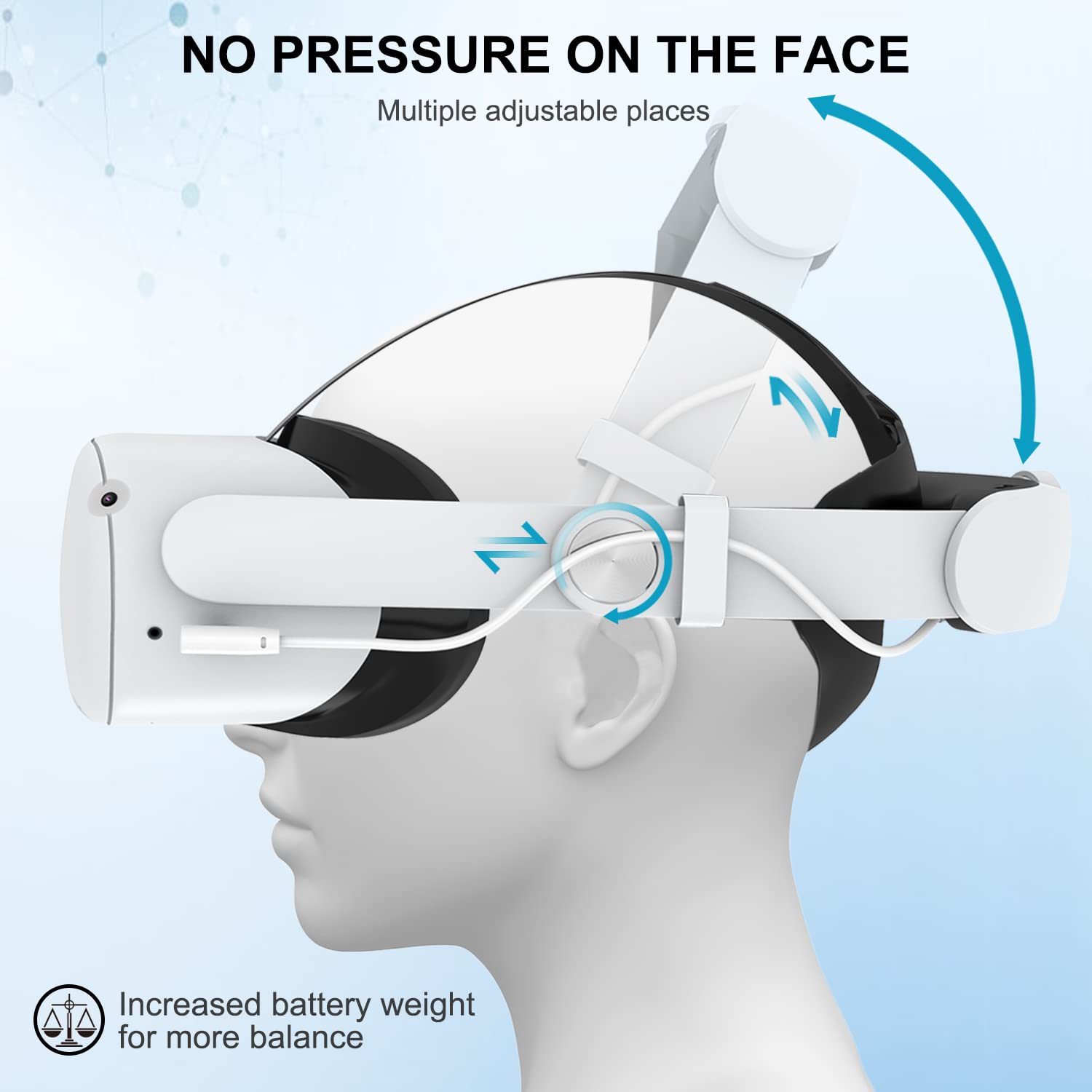 Elite Strap with Battery for Quest 2, Wisdomspot Upgraded 10000mAh Head Strap Battery Pack for Meta Quest 2, Extend Extra 8 hrs Playingtime, Lightweight & Balance Design Adjustable Head Strap