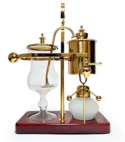Nispira Belgium Royal Family Balance Syphon Unique Gravity Vintage Coffee Maker Vacuum Brewing System Gold 500 ml