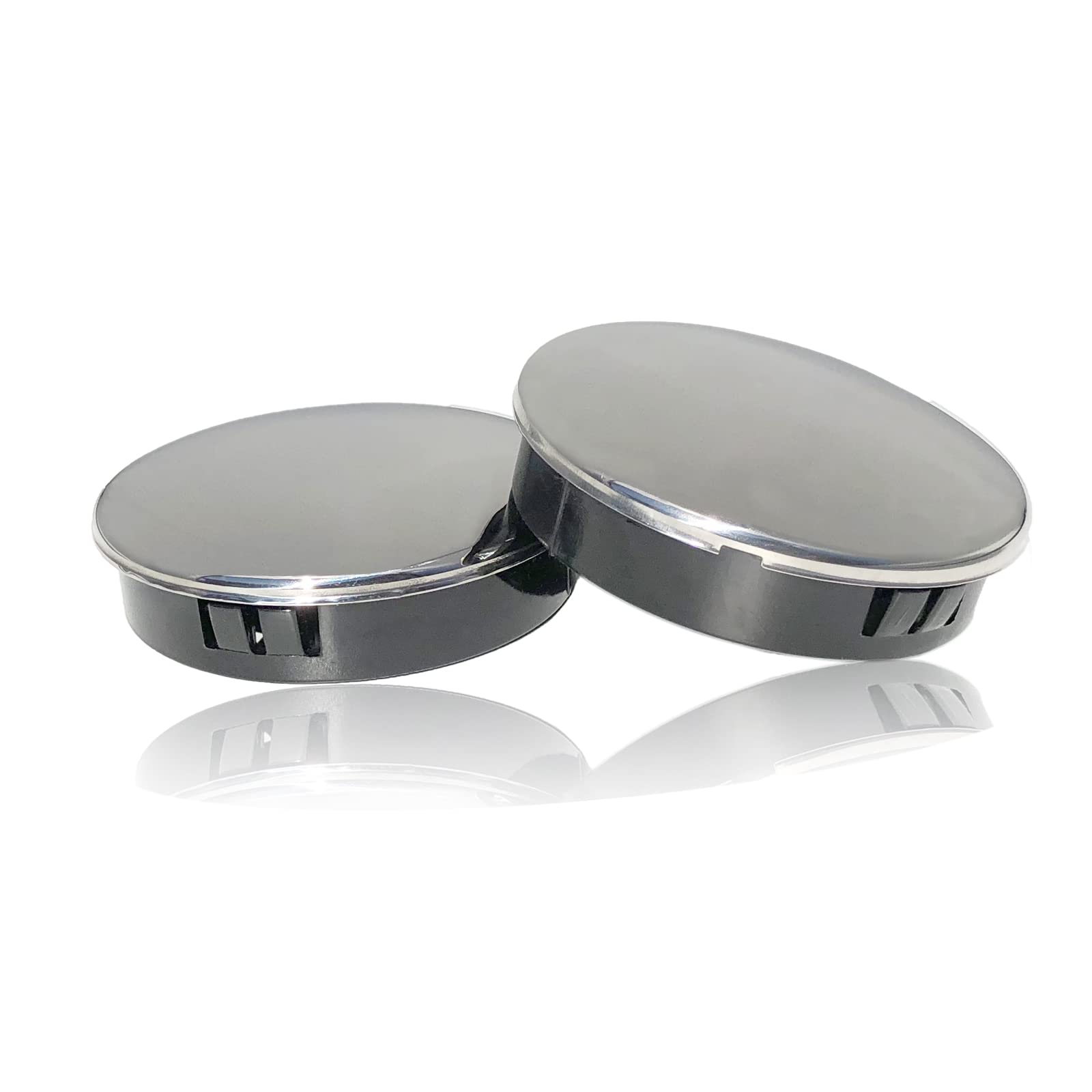 Duthyvea 2Pcs Boat Steering Wheel Center Cap for 2-1/2" Hole 5 Spoke Destroyer Style Marine Steering Wheels Centre Hub Cover, Stainless Gloss Surface, Plastic Body, Snap-in Button