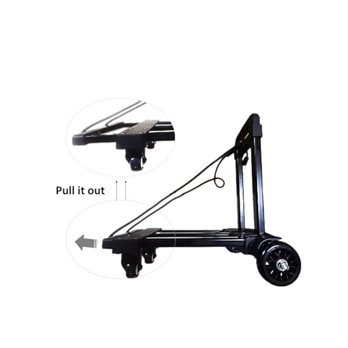 Folding Hand Truck Portable Dolly Cart - 255lb Capacity, 4 Wheels for Smooth Maneuverability, Compact & Versatile Small Platform Hand Cart for Moving, Luggage, Travel, Shopping, and Office Use Black