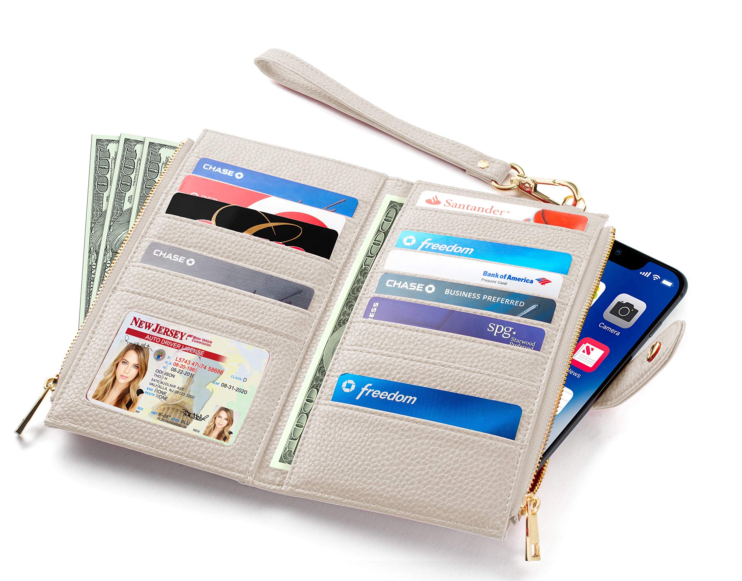 Women’s RFID Wristlet Wallet & Phone Holder | Multi Credit Card Bifold Organizer w/Zipper Pockets & Sweetly Packed in Gift Box