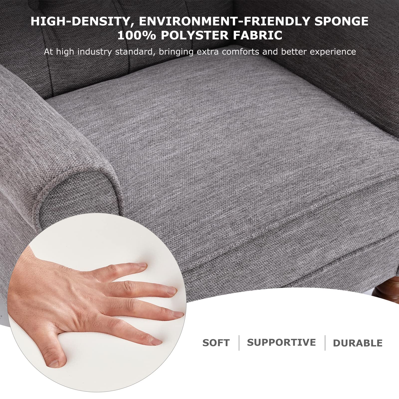 COLAMY B226 Living Room Accent Chair, Grey