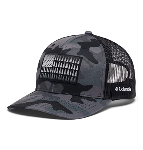 Columbia Tree Flag Mesh Snap Back-High Crown, Black Trad Camo, One Size