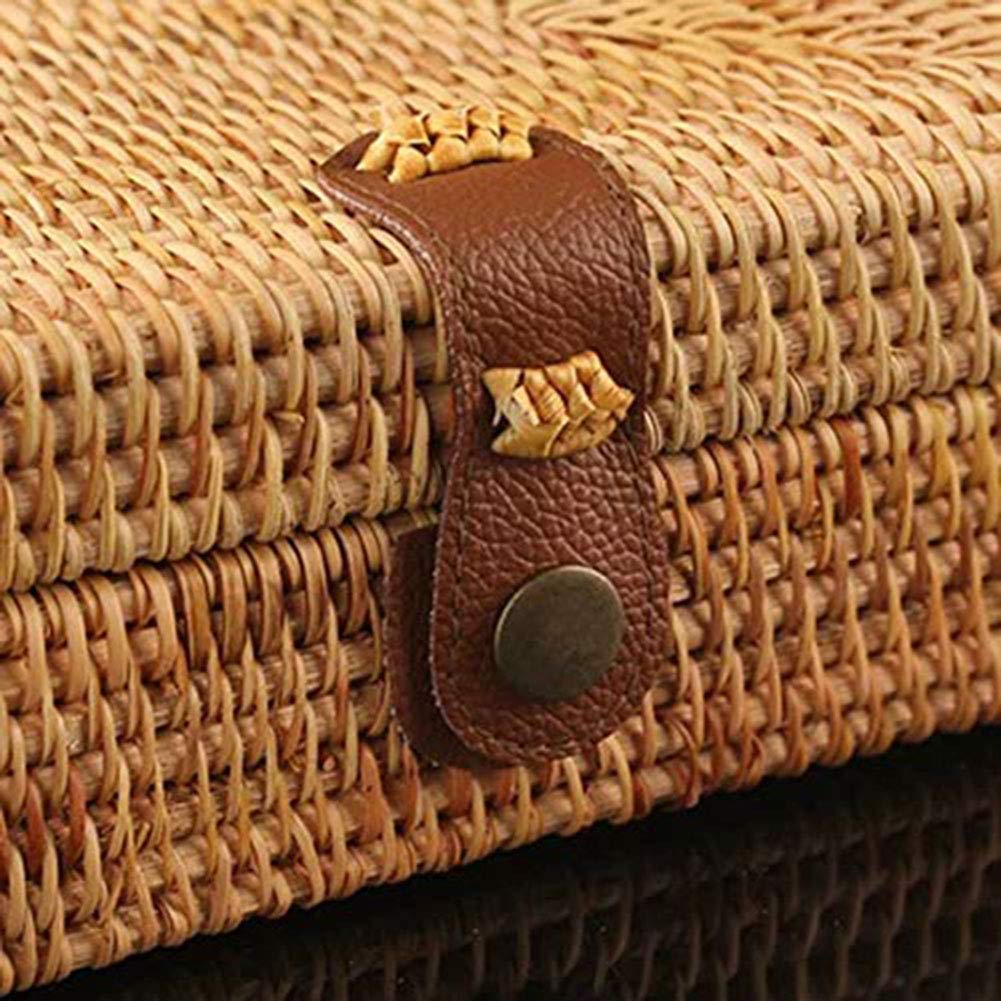 Zinuo Exquisite Straw Bag Women Rattan Woven Shoulder Handbag Summer Beach Crossbody Bag (Square)