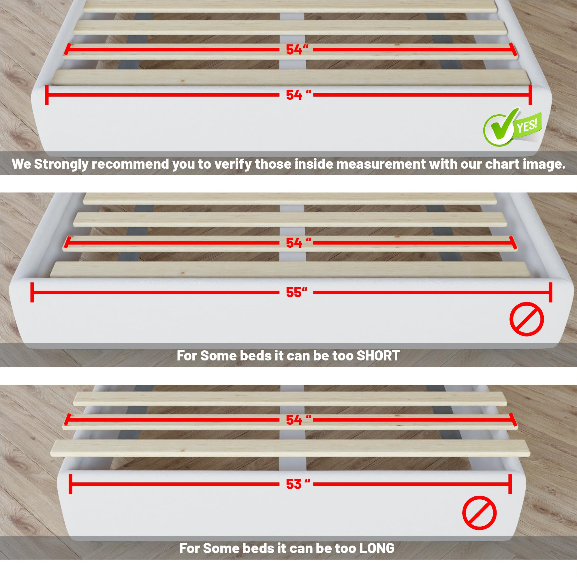 Mayton, 0.68-Inch Horizontal Mattress Support Wooden Bunkie Board/Bed Slats, Full, Beige