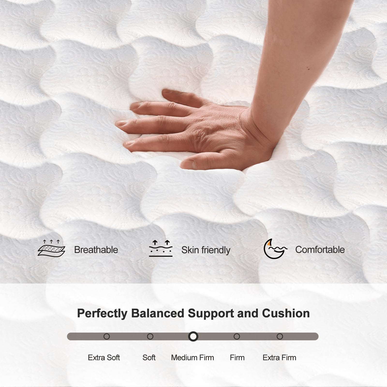 Hotkid,Queen Mattres, 12 Inch Hybrid Queen Mattresses in a Box, Memory Foam and Pocket Springs,Soft and Comfortable Medium Firm Mattress, Pressure Relief,Cool and Breathable