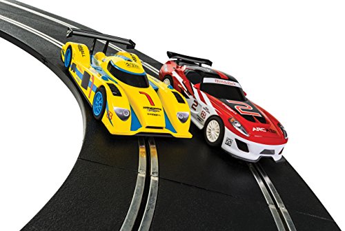 Scalextric LMP & GT Endurance LMP vs GT Oval Slot Car Analog 1:32 Race Track Set C1399T, Yellow/Red & White