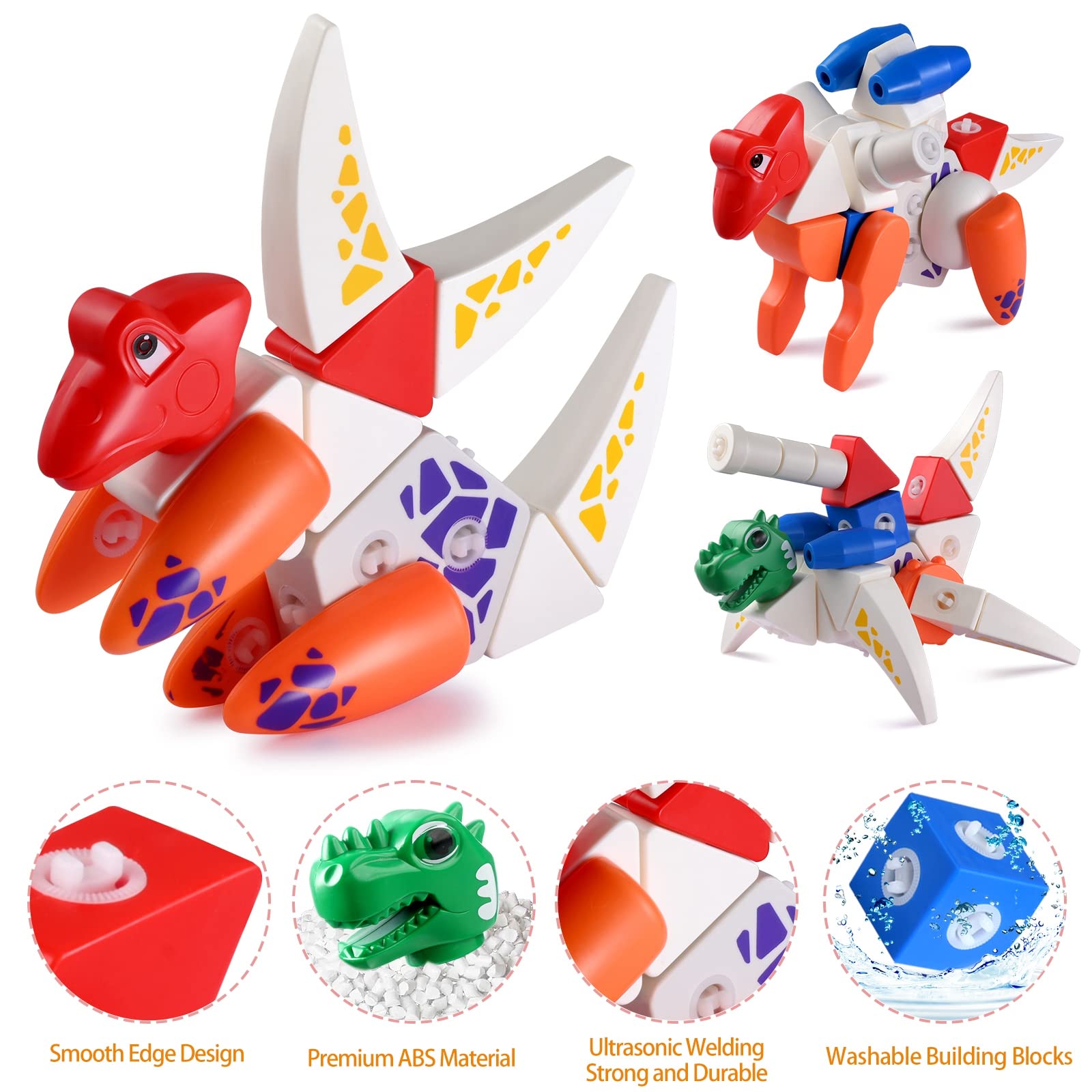 EPPO Building Blocks for Toddlers, STEM Building Toys for Kids Early Learning Educational Creative Construction DIY Toy Blocks (Dinosaur Version)