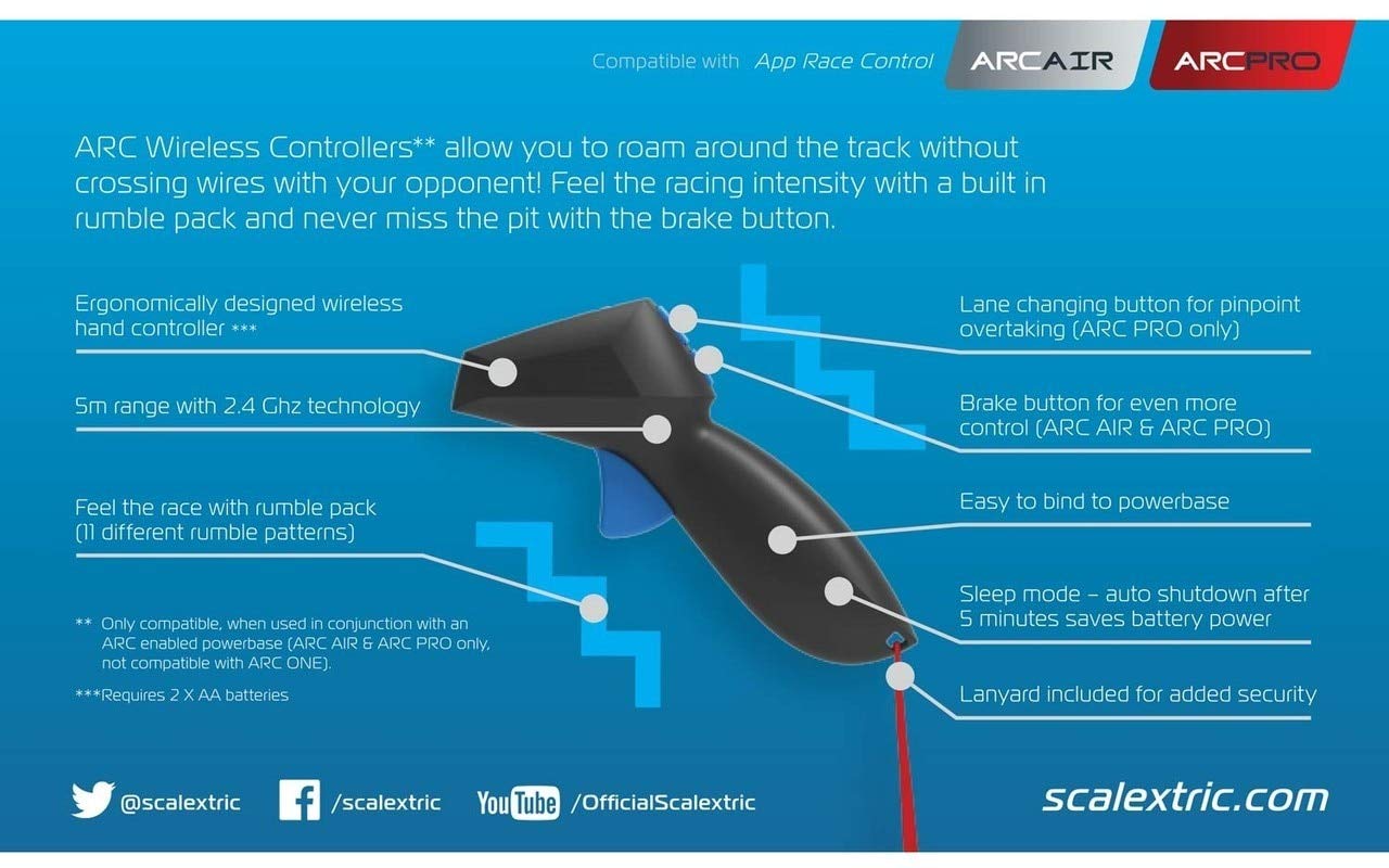 Scalextric Wireless Hand Controller for 1:32 ARC Air and ARC Pro Digital Powerbases C8438
