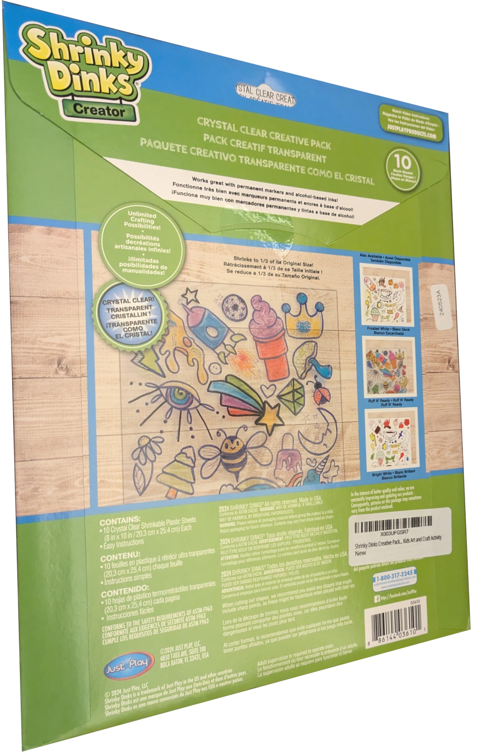 Shrinky Dinks Creative Pack 10 Sheets Crystal Clear Kids Art and Craft Activity