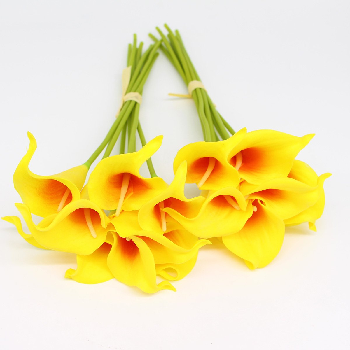 SHSYCER 18pcs Artificial Calla Lily Silk Flowers Home Garden Hotel Party Event Christmas Wedding Gift Decoration Artificial Flowers Calla Lily,Red in Yellow