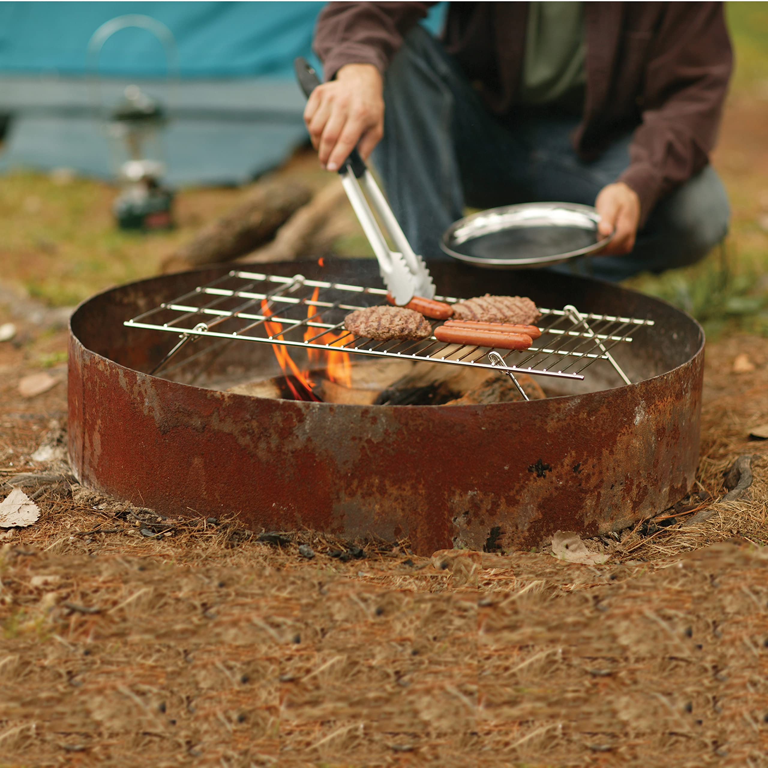 Coleman Deluxe Open Flame Camp Grill, Steel Outdoor Folding Grill Rack for Over Fires, 288 Sq. In. Cooking Surface for Camping, Tailgating, Grilling, & Bonfires
