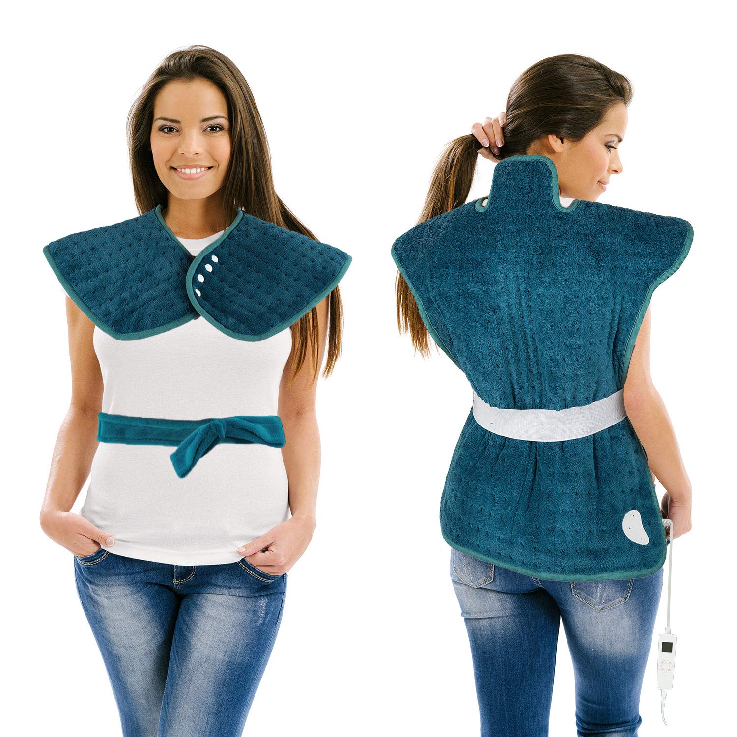 ComfySure Heat Pad for Neck and Shoulders - Full Back Heating Pad for Back Pain Relief - Extra Large (24”x37"), Uniform Heat Distribution, Auto Shut Off and Overheat Protection