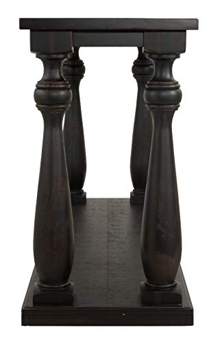 Signature Design by Ashley Mallacar Rustic Cottage Rectangular Sofa Table with Floor Shelf, Black