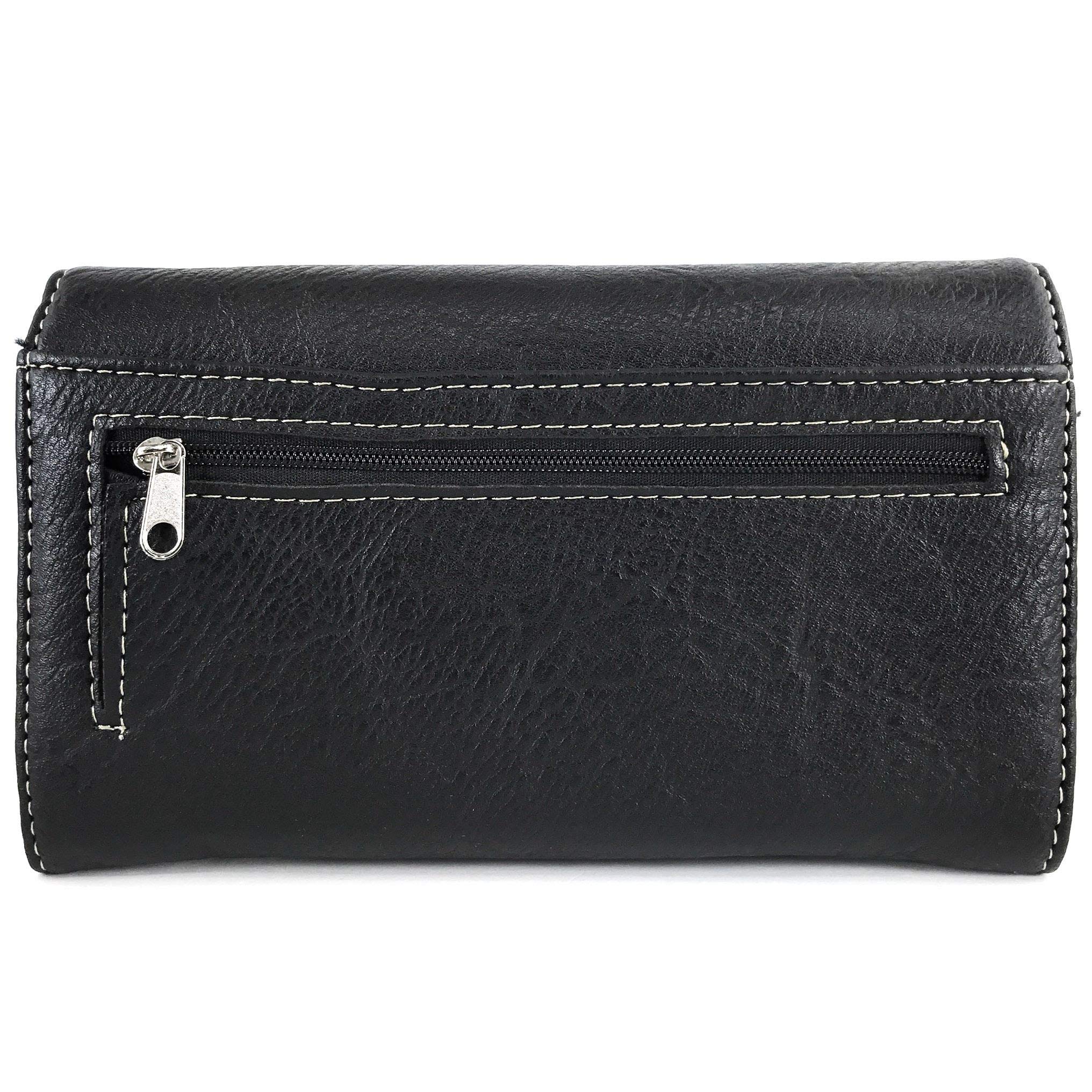 Zelris Skull Crossbones Angel Wings Heart Women Conceal Carry Handbag Wallet Set (Black)