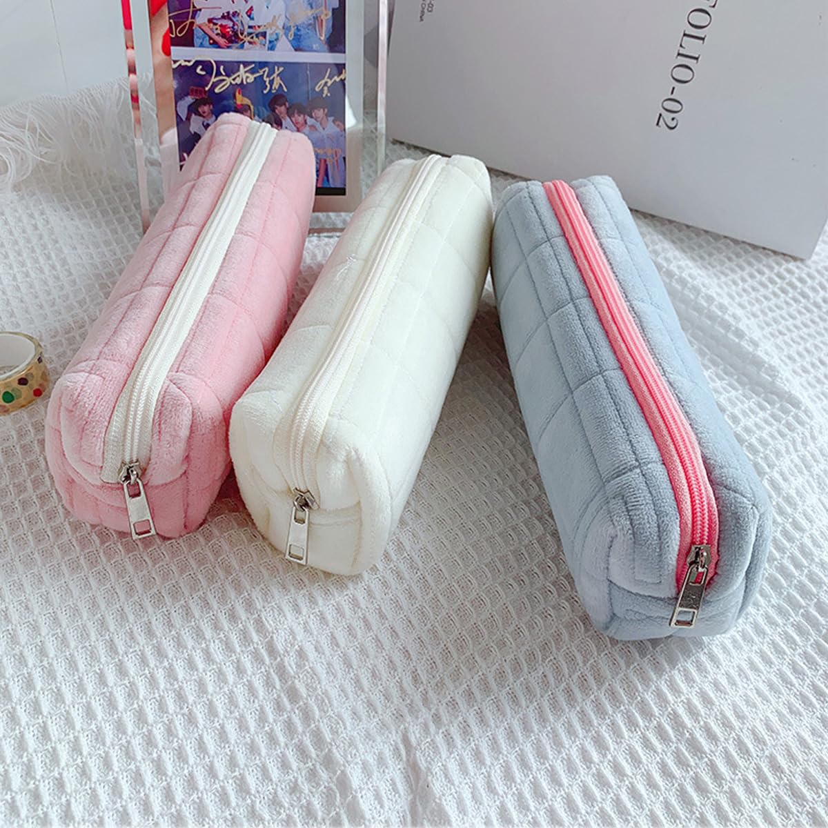 HABUAETY Small Pencil Pouch Pen Pouch Office Stationery Storage Bags Mini Makeup Cosmetic Bag