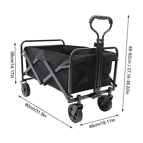 Collapsible Folding Outdoor Utility Wagon, Heavy Duty Foldable Camping Cart, Garden Tool Collection Utility Trolley with Adjustable Handle & Mesh Cup Holder for Garden Camping Picnic