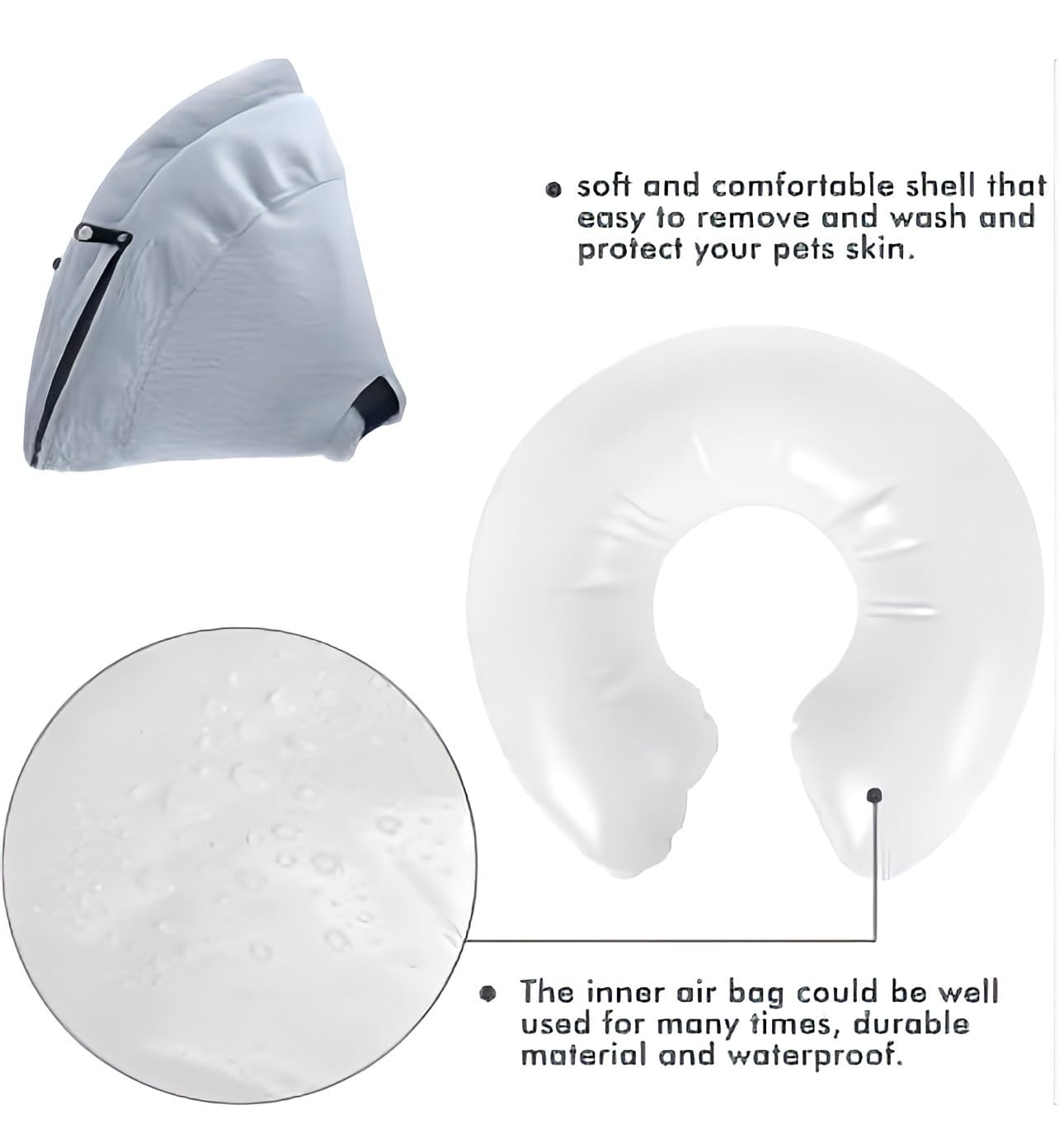 Inflatable Dog Cone Collar Alternative After Surgery - Soft Blow-up Protective Recovery Dog Collar, Pet Recovery Collar & Cone for Medium Dogs to Stop Licking, Protective Dog Neck Collar