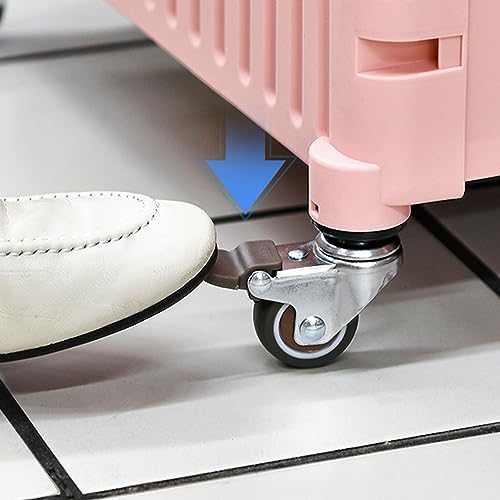 Collapsible Utility Cart Wheel Shopping Folding Grocery Transportation High Rise Small Casters Storage Carts (Pink)
