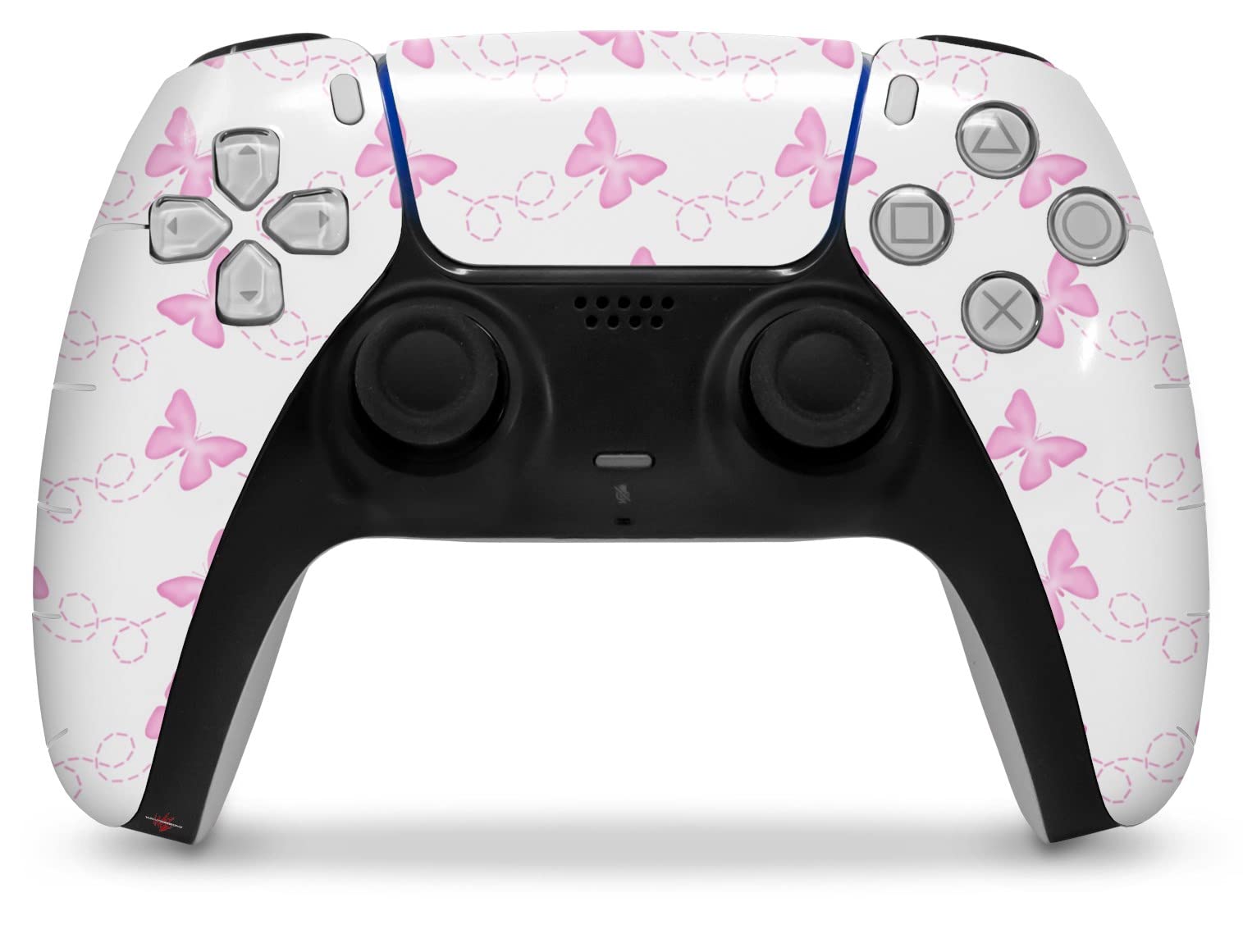 WraptorSkinz Skin Wrap compatible with Sony PS5 DualSense Controller Pastel Butterflies Pink on White (CONTROLLER NOT INCLUDED)