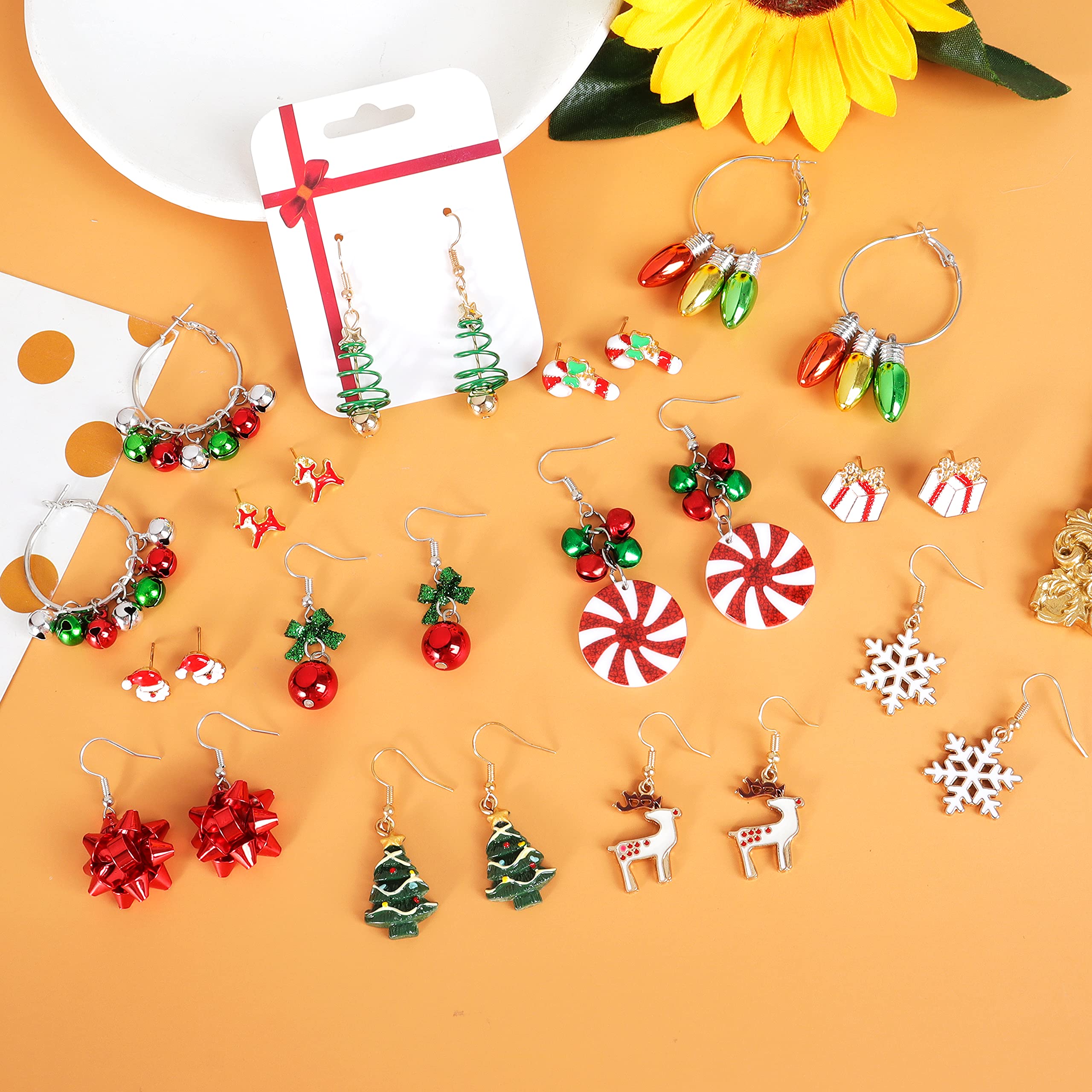 Christmas Stud Earrings Set Christmas Tree Santa Claus Candy Snowman Sonwflake Wreath Xmas Party Gift Christmas Jewelry