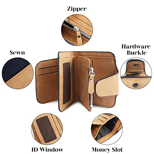 EXTREE Women's Small Wallet Fashion Layered Slim RFID Blocking Wallet With Mini Zipper Coin Pocket