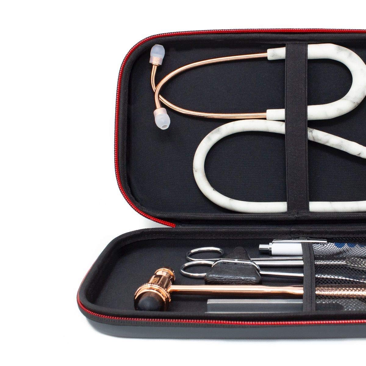 MDF Instruments, Hard Travel Carrying Case with Mesh Pocket, Medium Size, Fits MD One & Acoustica Stethoscopes, Reflex Hammers, Sphygmomanometers, Penlights, Doctor & Nurse Accessories (MDFSCM12)