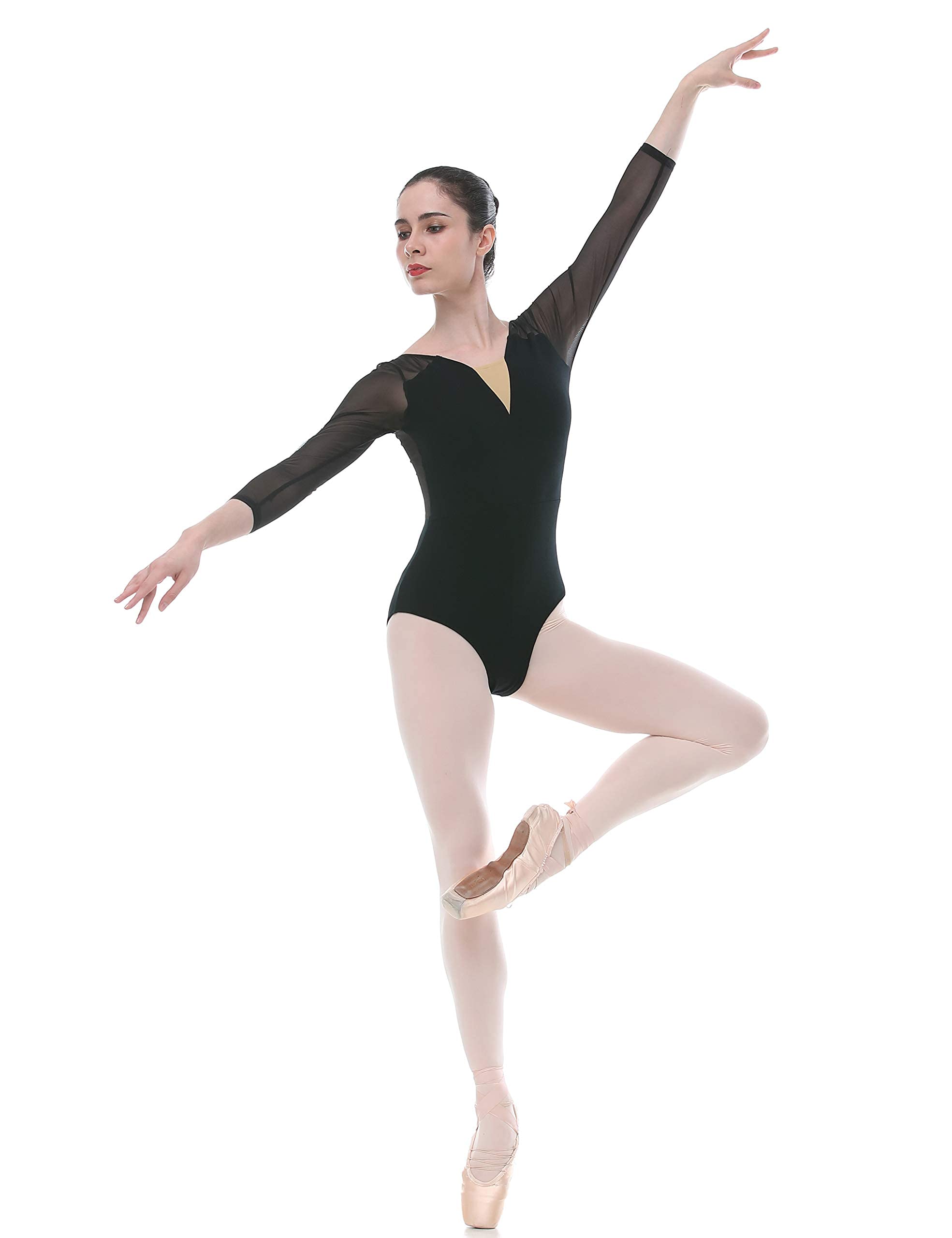 Dance Favourite Long Sleeves V-Neck Front Deep Scoop Back Leotard 03D0352 (S)