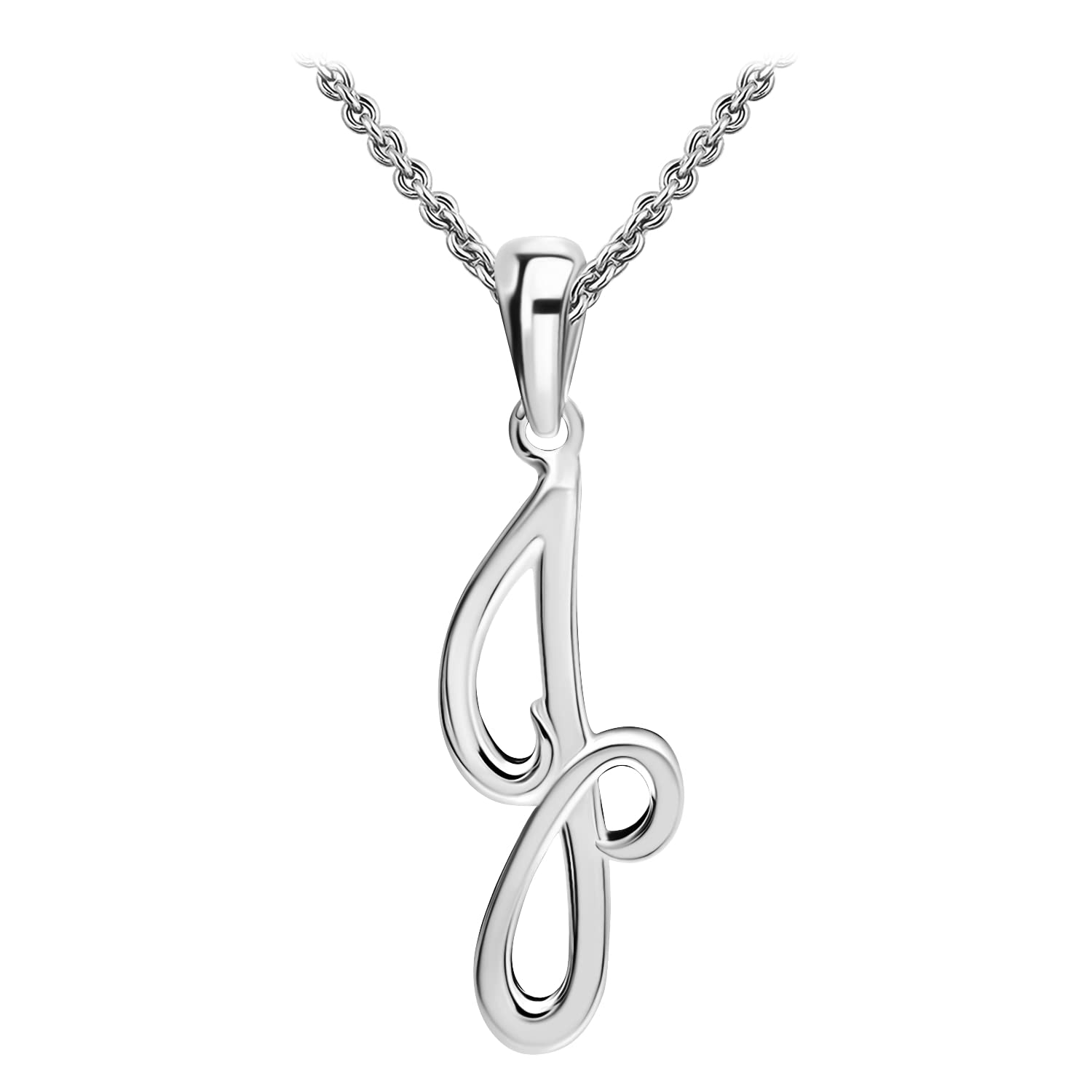 SEA OF ICE J Necklace Initial Alphabet Letter Pendant Necklace Sterling Silver Necklace for Women
