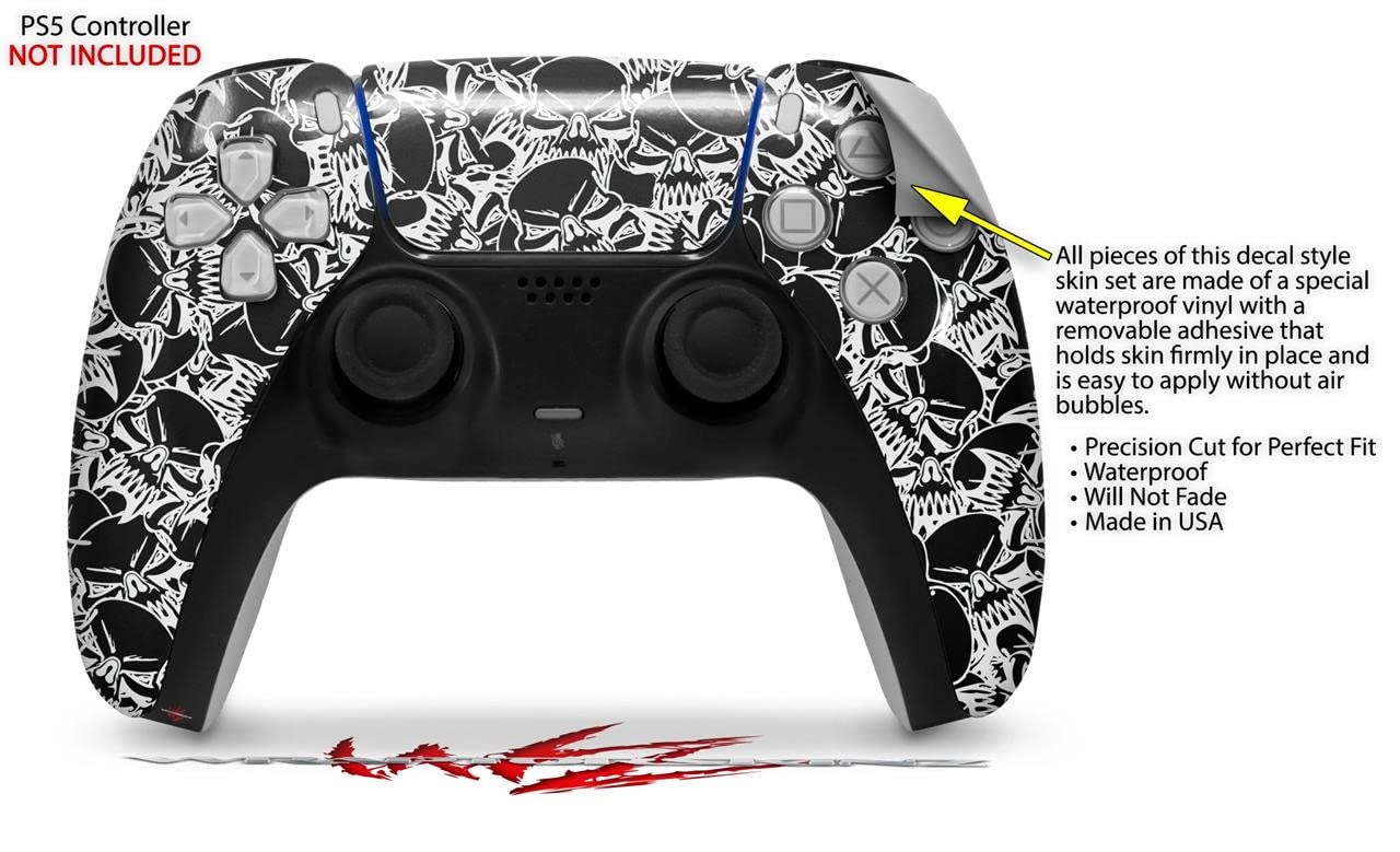 WraptorSkinz Skin Wrap compatible with Sony PS5 DualSense Controller Scattered Skulls Black (CONTROLLER NOT INCLUDED)