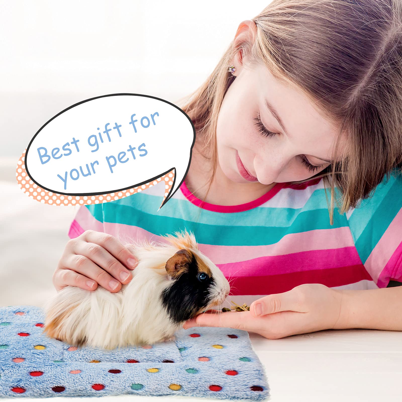Jetec 3 Pcs Bunny Beds Guinea Pig Beds Soft Bunny Mats Warm Guinea Pig Mat Small Animal Winter Bed Pads Fleece Sleeping Pads for Indoor Rabbit Hamster Squirrel Hedgehog Chinchilla Ferret(Dots)