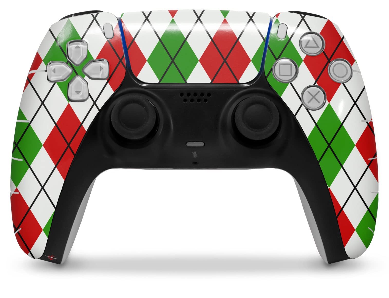 WraptorSkinz Skin Wrap compatible with Sony PS5 DualSense Controller Argyle Red and Green (CONTROLLER NOT INCLUDED)