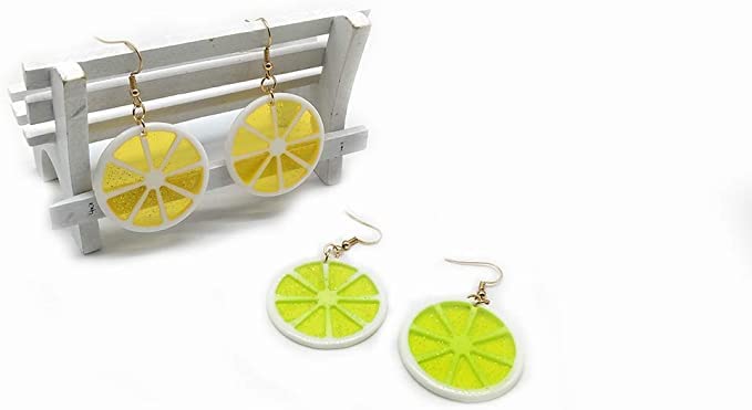 COLORFUL BLING Lemon Acrylic Dangle Earrings Fruit Earrings For Women - Green