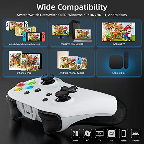 EasySMX Wireless Switch Pro Controller for Nintendo Switch/Lite/OLED/PC/iOS/Android,Wireless Controllers Gamepad with LED Light/Programmable/Motion Control/Vibration/Turbo/Wakeup